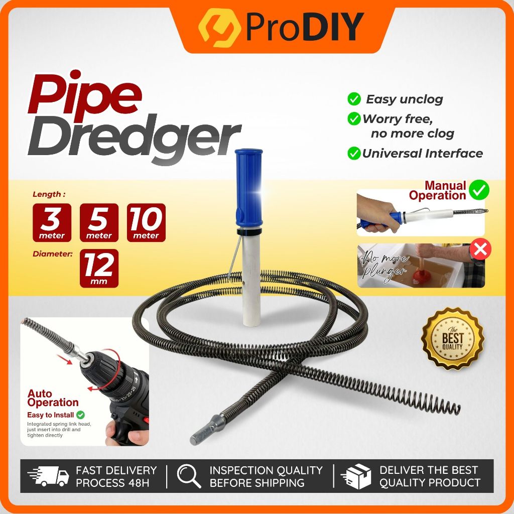 12mm Diameter Spiral Spring Drain Clog Remover Sink Cleaner Dredge Tool ...