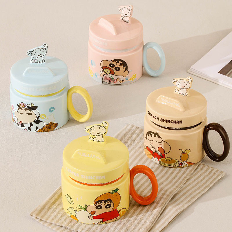 Crayon Shin Chan Seramic Cawan Creamic Mug With Lid 400ml 蜡笔小新陶瓷杯 400ml ...