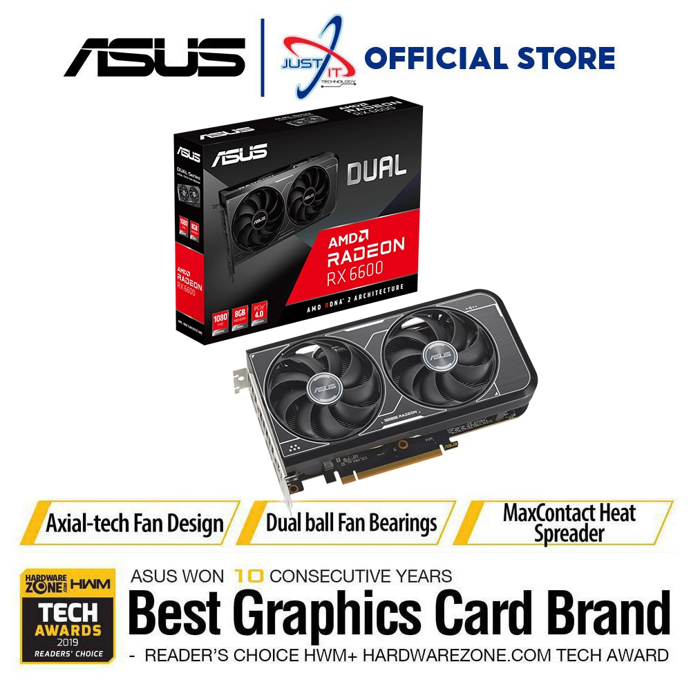 ASUS DUAL V3 RX 6600 8GB DDR6 GRAPHICS CARD ( DUAL-RX6600-8G-V3 ...