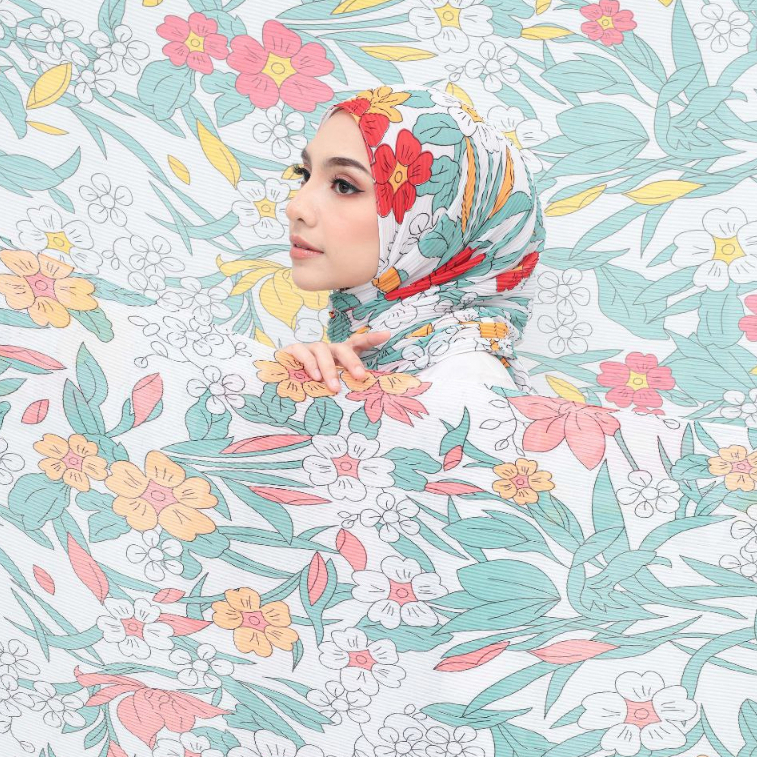Shawl Pleated Halus Corak Printed Digital Premium | Shopee Singapore