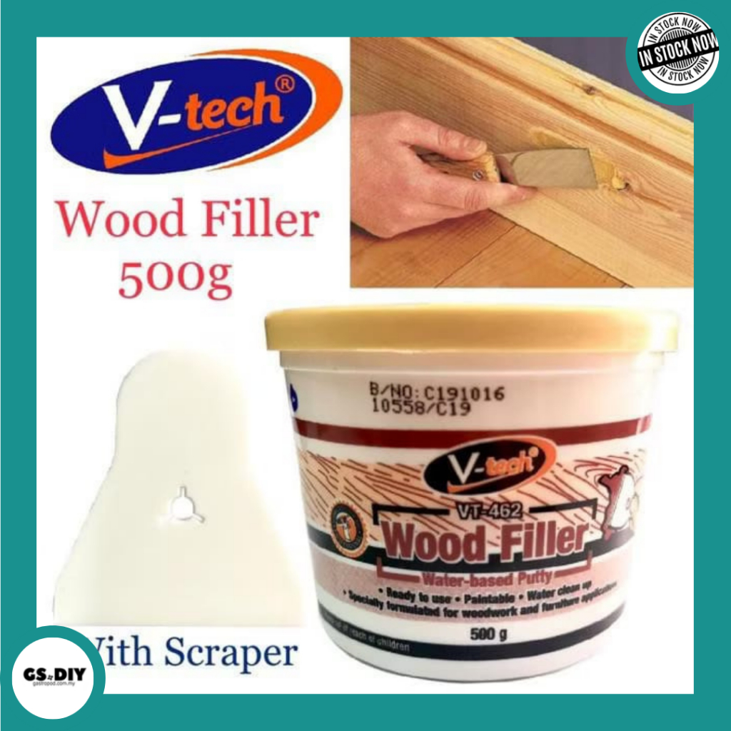 V-Tech All Purpose Wood Filler (500g)VT-462 Water Based Putty Pengisi ...