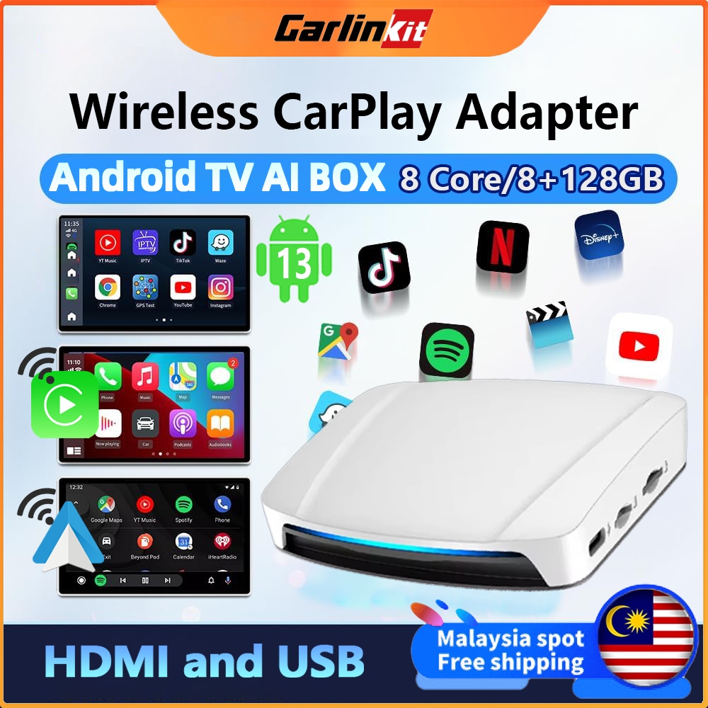 CarlinKit CarPlay AI Box 8+128GB Android 13 HDMI Wireless CarPlay Android Auto TV Video Box ...