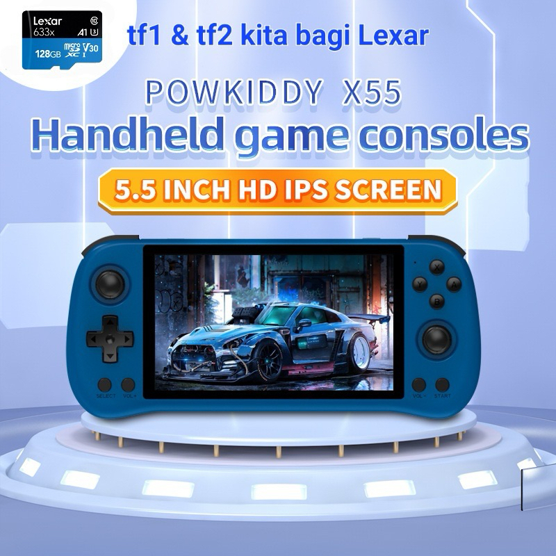 POWKIDDY X55 5.5 INCH Screen 1280*720 IPS RK3566 Handheld Game Console Retro Console Open Source ...