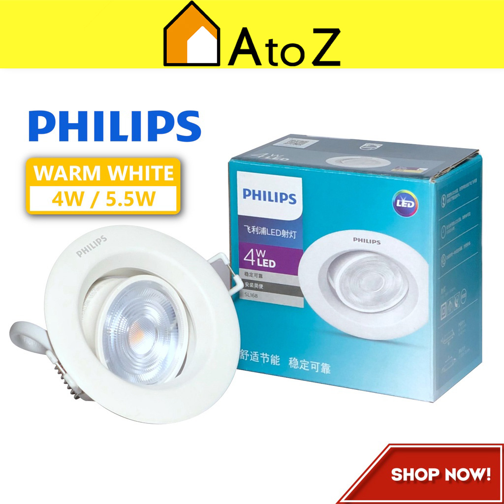 PHILIPS LED Eyeball Recessed Spotlight Warm White 3000k 4W 5.5W Ceiling ...