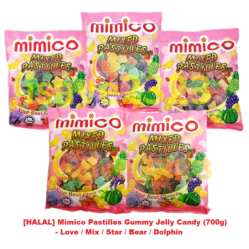 MIMICO MIXED PASTILLES GUMMY JELLY CANDY DOPHIN / STAR / HEART 700G ...