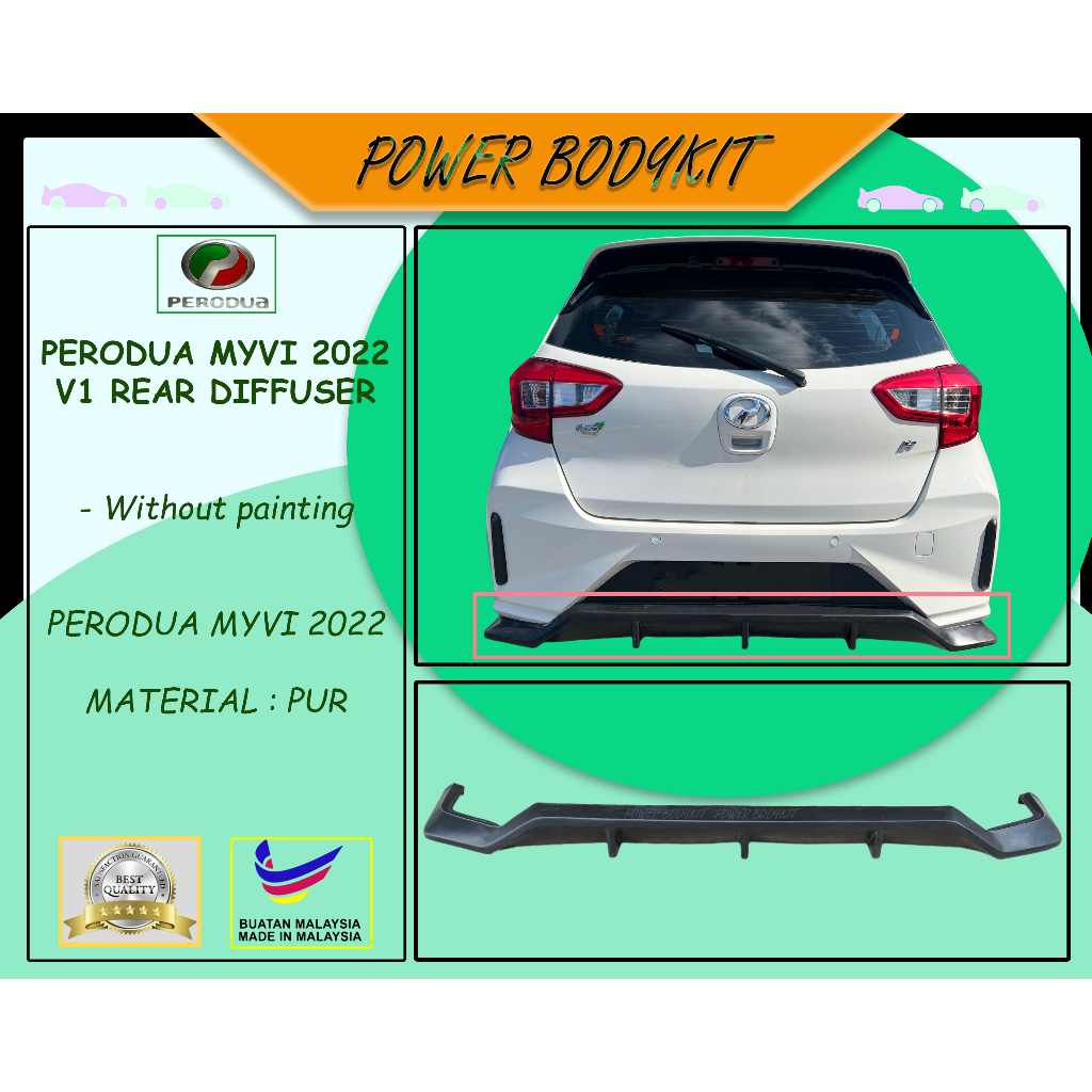 Perodua Myvi 2022-2024 Facelift GEN 3 V1 Rear Diffuser 2022 2023 2024 ...