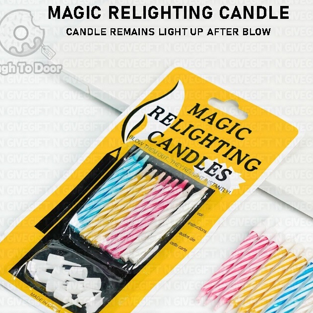 ]10Pcs Colorful Magic Relighting Candle Prank Cake Topper Happy ...