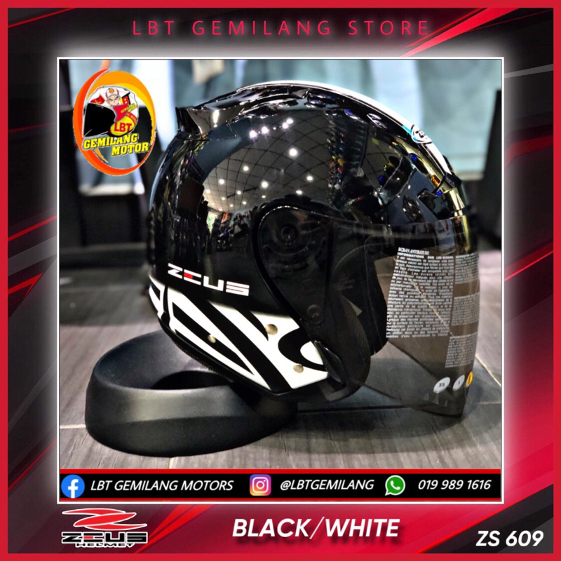 ZEUS Helmets GJ 609 [GRAPHIC BLACK WHITE] | Shopee Singapore