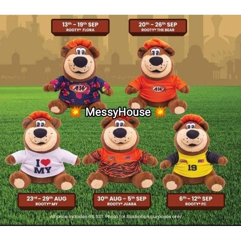 A&W Rooty Bears 60th Anniversary Plush Toys Collection Year 2023 ...