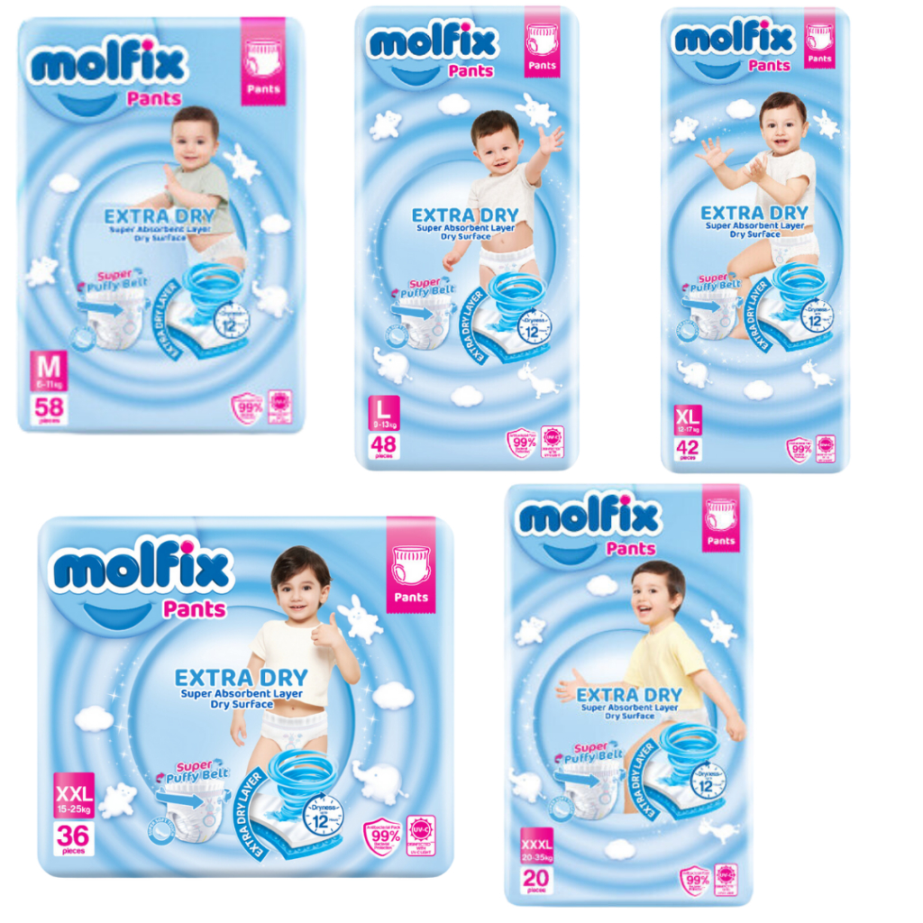 【纸尿片】Molfix Extra Dry Pants (M 58pcs) (L 48pcs) (XL 42pcs) (XXL 36pcs ...