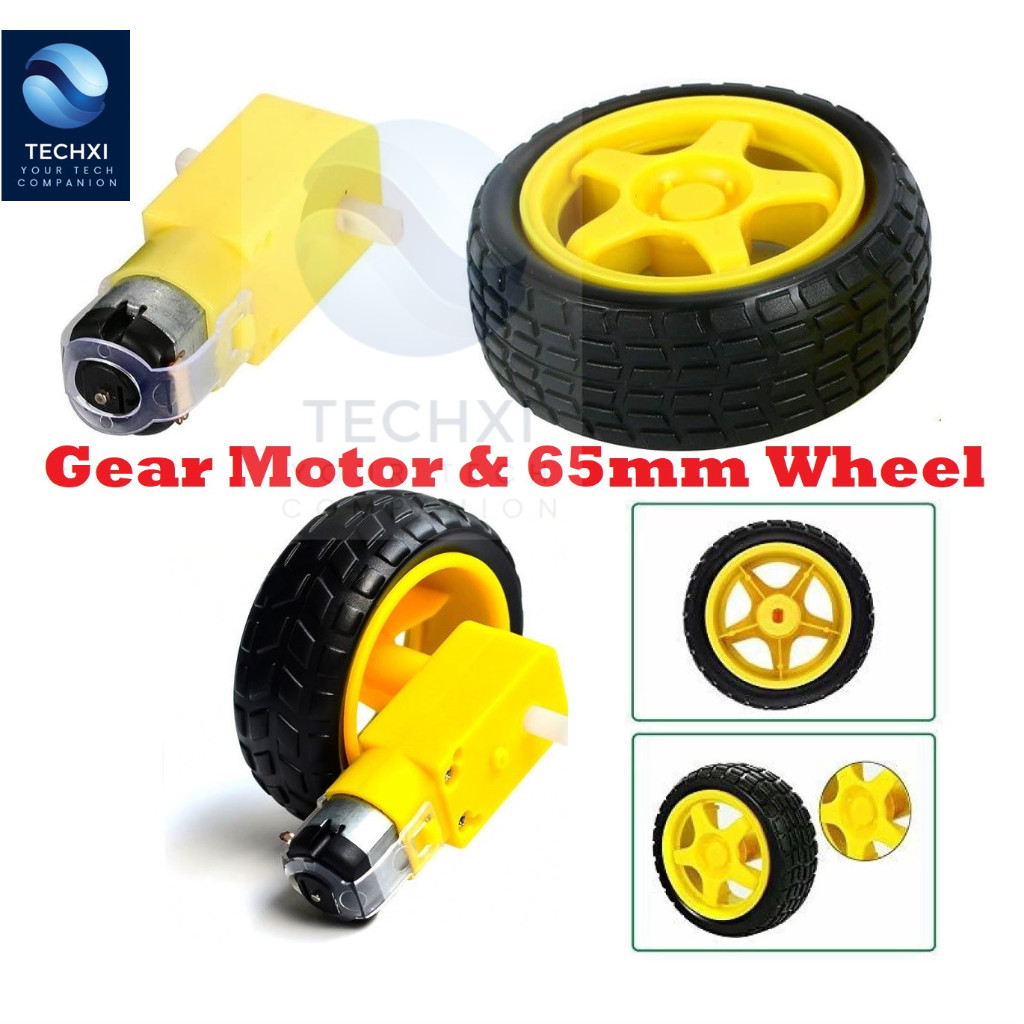 Geared TT Motor / 65MM Wheel 2WD Robot Robotics Smart Car Plastic Gear ...