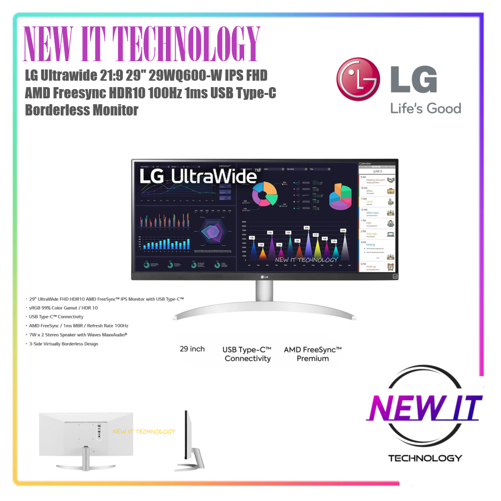 LG Ultrawide 21:9 29" 29WQ600 29WQ600-W IPS FHD (2560X1080) AMD ...