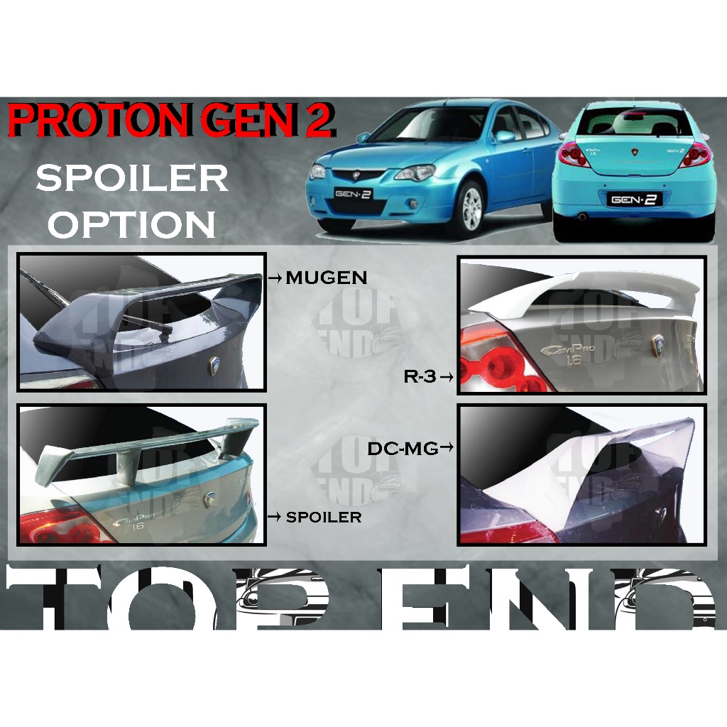 PROTON GEN2 MUGEN R3 DCMG AC GLASS OE 2X4 SPOILER WITH LED STYLE TOP ...