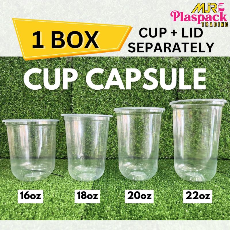 Cup Plastic Cawan Plastik Capsule Boba Bubble Tea Thai Milk Tea U-shape ...
