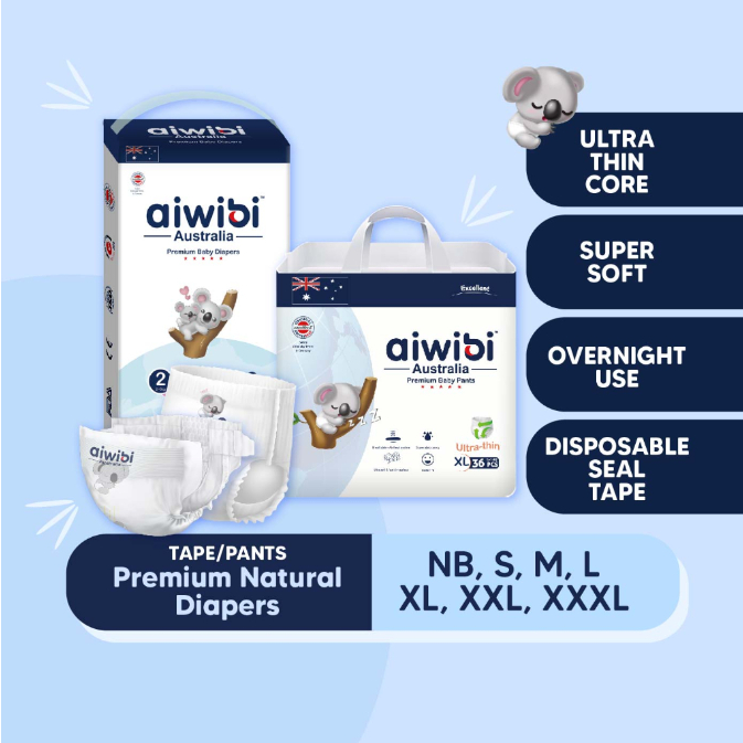 Aiwibi Premium Natural Baby Diapers (Tape & Pants) | Shopee Singapore