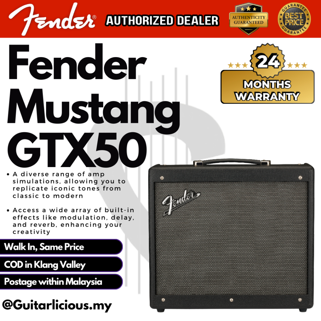 FENDER Mustang GTX50 Modelling Amps Guitar Combo Amplifier 50watts ...