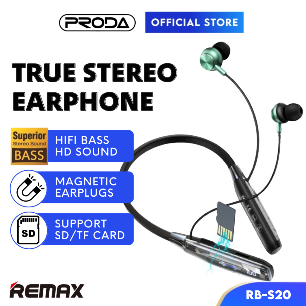REMAX Bluetooth Android Bass In Ear Earphone Wireless Memory Card Sport ...