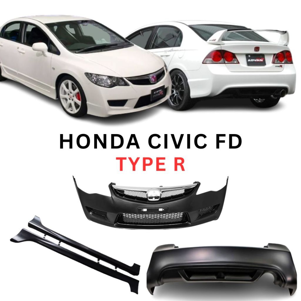 Honda Civic FD Type R Style Full Set Bodykit with Optional Spoiler and ...