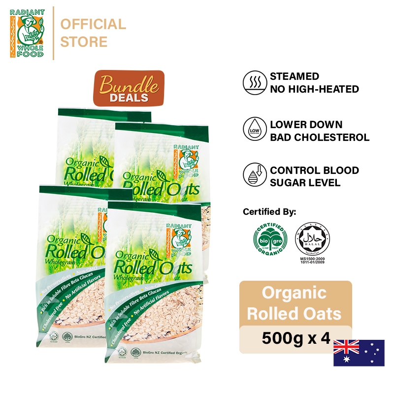[Family Pack] Radiant Organic Rolled Oats (500g x 4 Packs) | Shopee ...