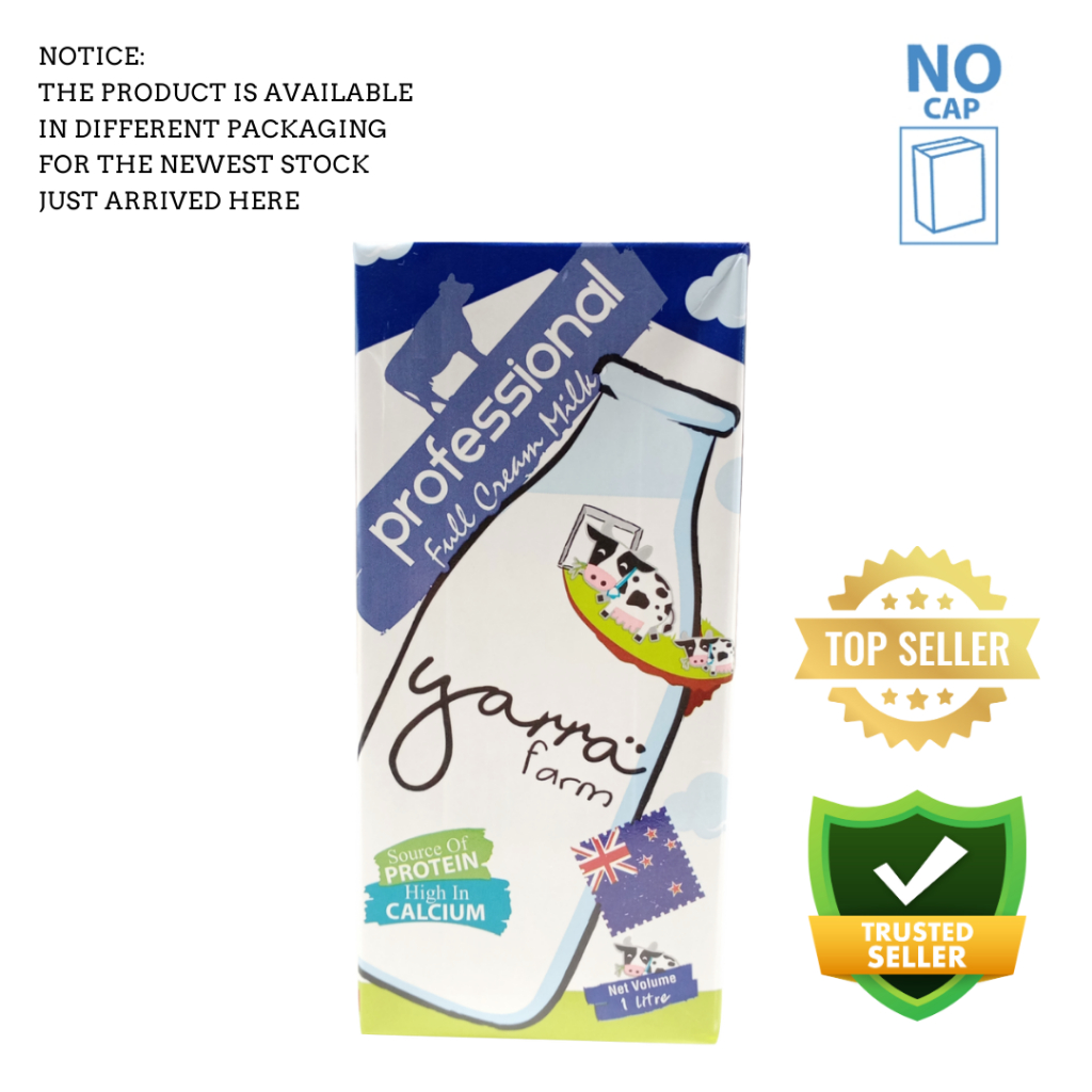 Yarra Farm Fresh UHT Full Cream Milk Professional 1L (Blue) NEW PACKING ...