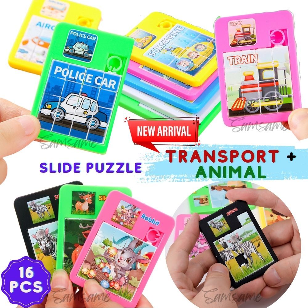 IQ Train Slide Puzzle Animal Vehicle Jigsaw Plastic Early Learning ...