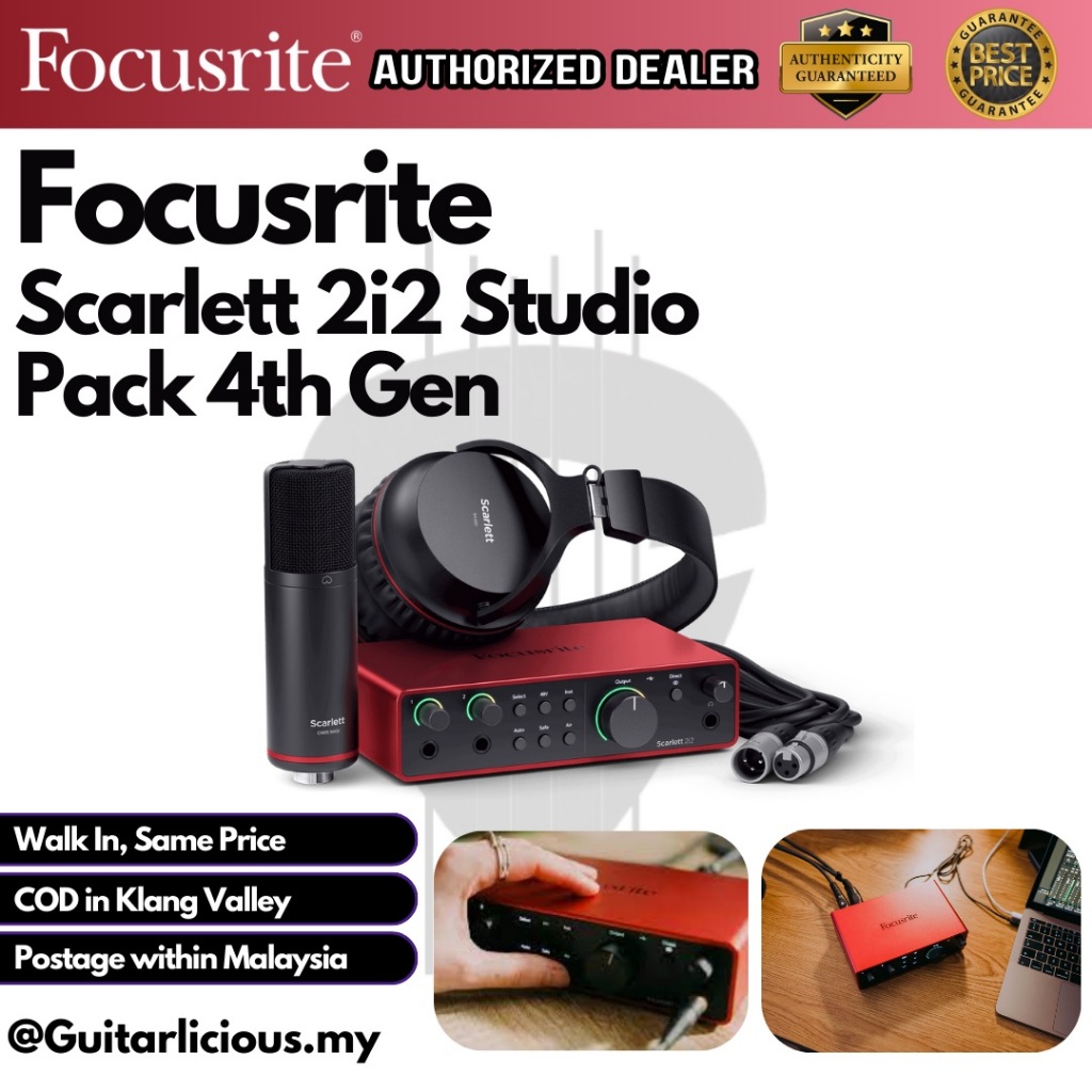 Focusrite Scarlett 2i2 Studio Pack (4th Generation) USB Audio Interface ...