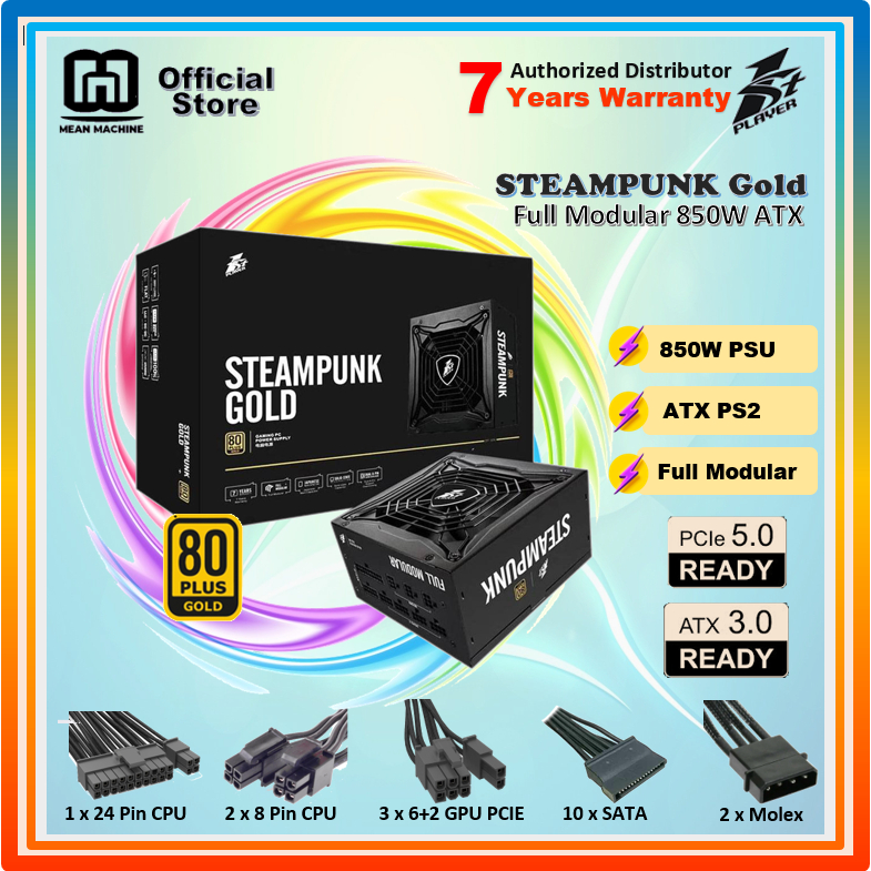 1ST PLAYER 850W ATX 3.0 PCIE 5.0 80+ Gold Modular Power Supply Unit PSU ...