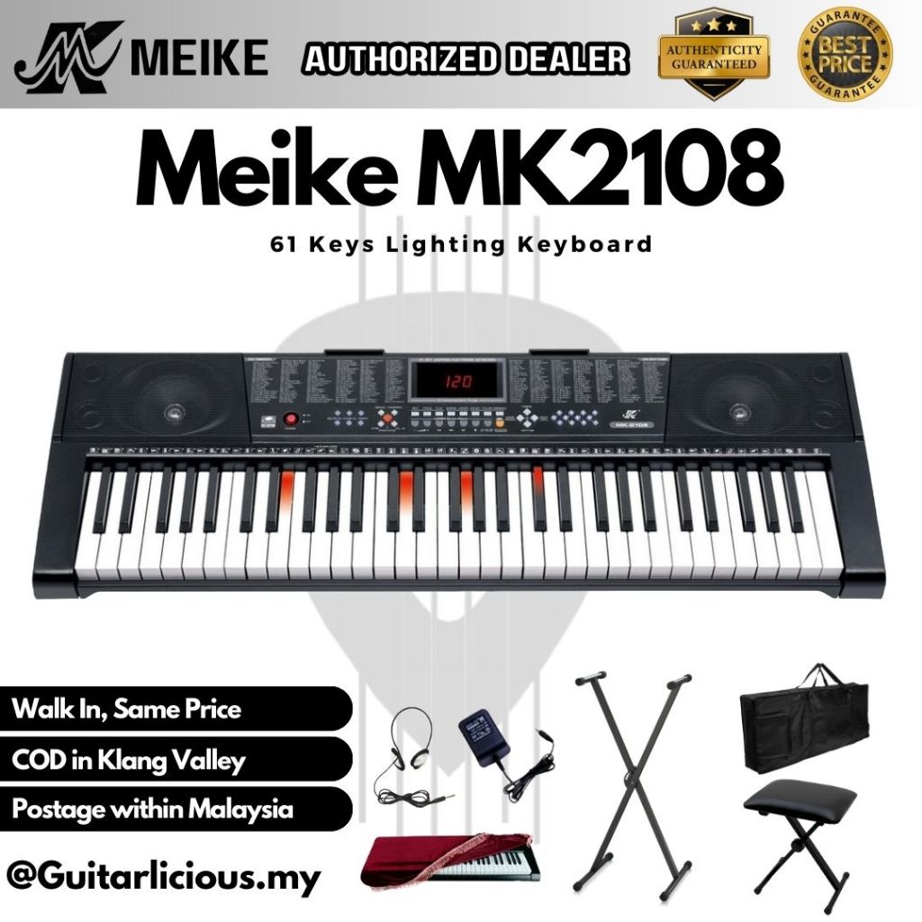 MEIKE 61 Keys Lighting Electric Keyboard (MK2108 / MK 2108) Piano ...