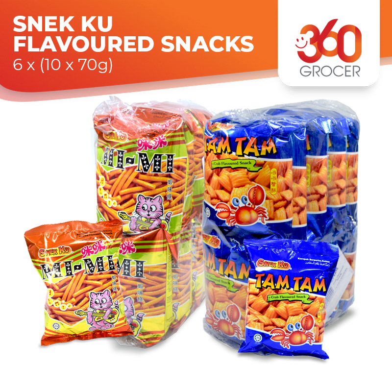 SNEK KU FLAVOURED SNACKS - 6 x (10 x 70G) | Shopee Singapore