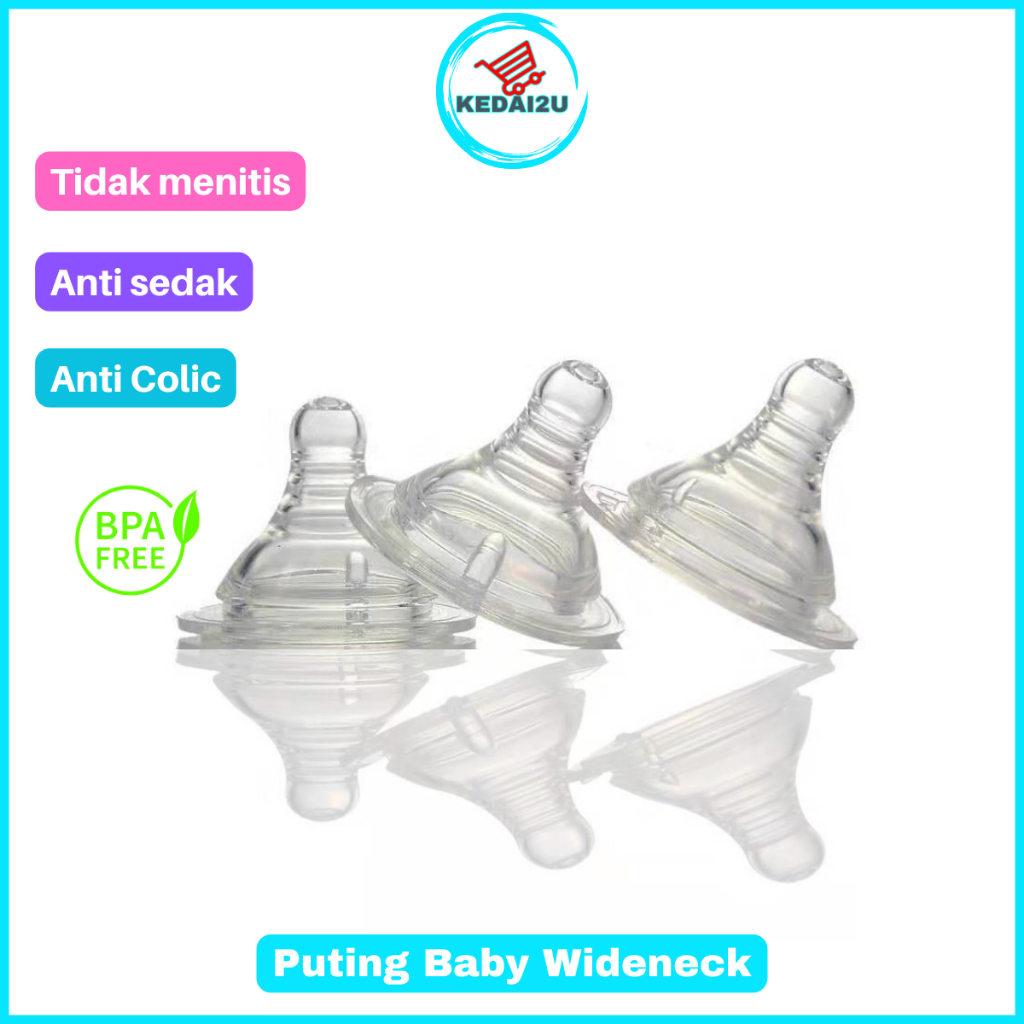 Mamababy Baby Puting Susu Puting baby Soft Teat for Wide Neck Anti ...