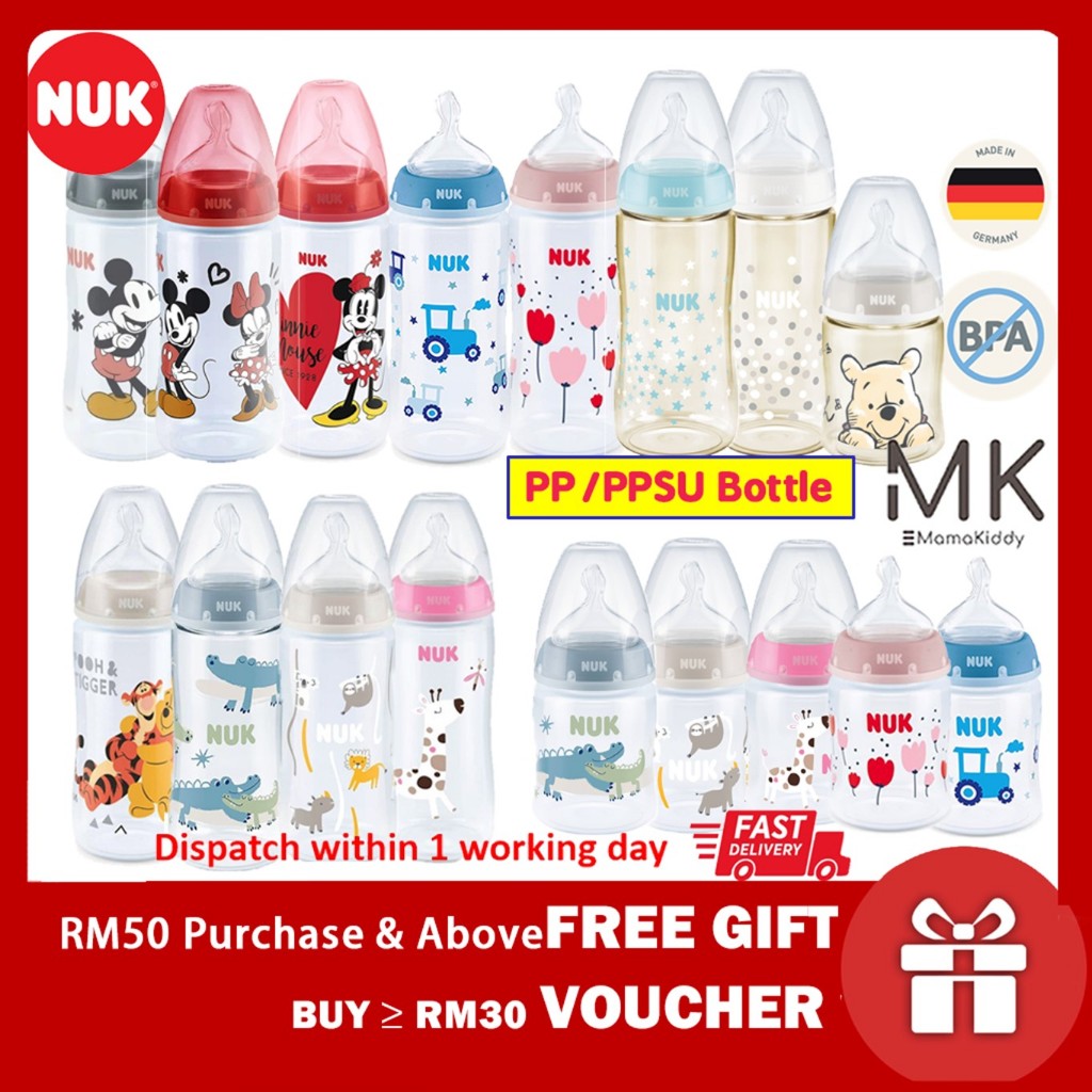NUK Premium Choice Anti-Colic Wide Neck Baby Bottle with Perfect Fit ...