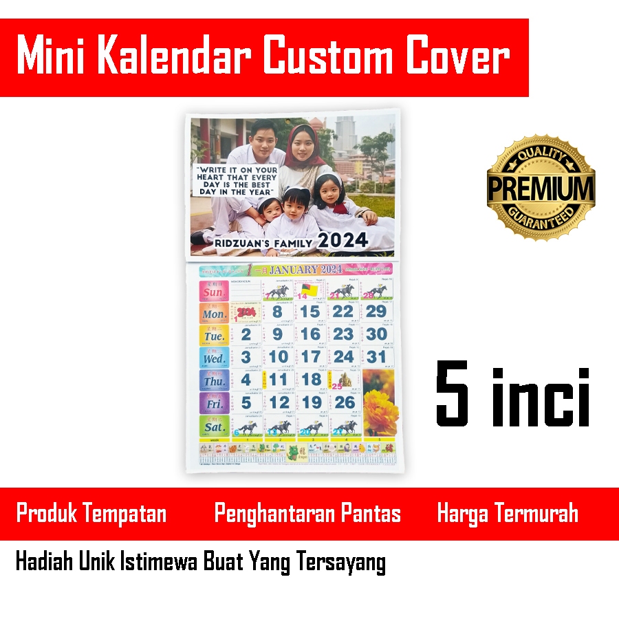 Kalendar Mini 2024 Cover Gambar / Design / Logo / Custom Sendiri ...