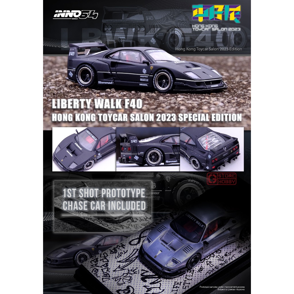 INNO MODELS INNO64 1/64 LIBERTY WALK LBWK F40 MATTE BLACK TOYCAR SALON ...