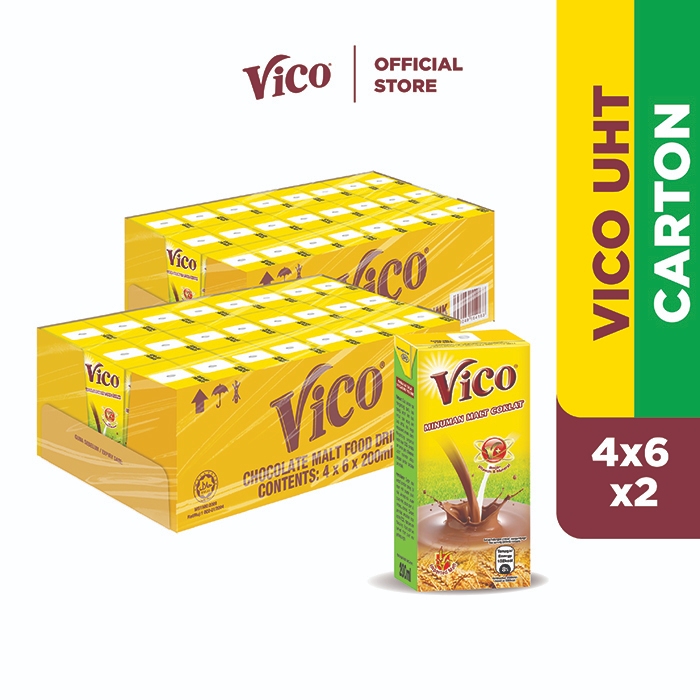 VICO UHT CHOCOLATE MALT DRINK 2 CARTON(200ml X 24Pack X 2Carton ...