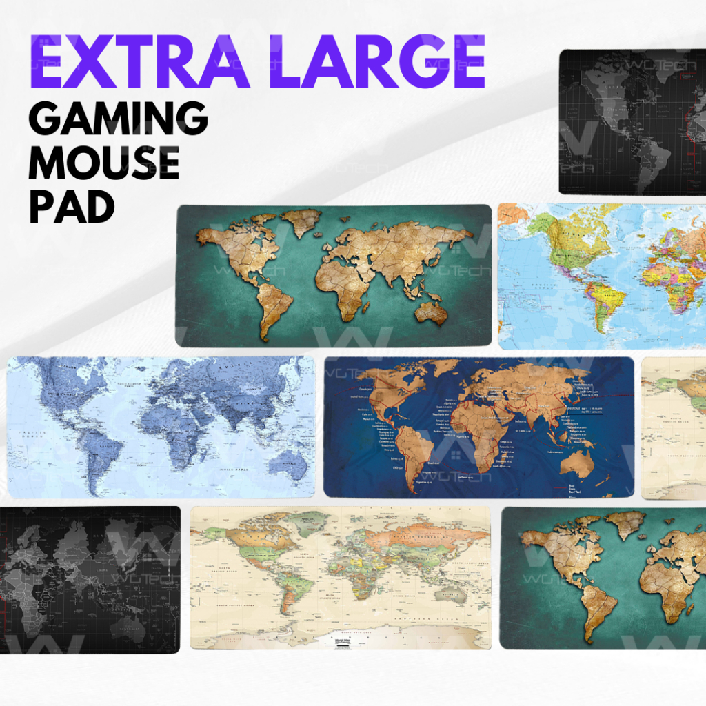 World Map Extra Large Anti Slip Gaming Mouse Pad 90cm*40cm & 80cm*30cm ...
