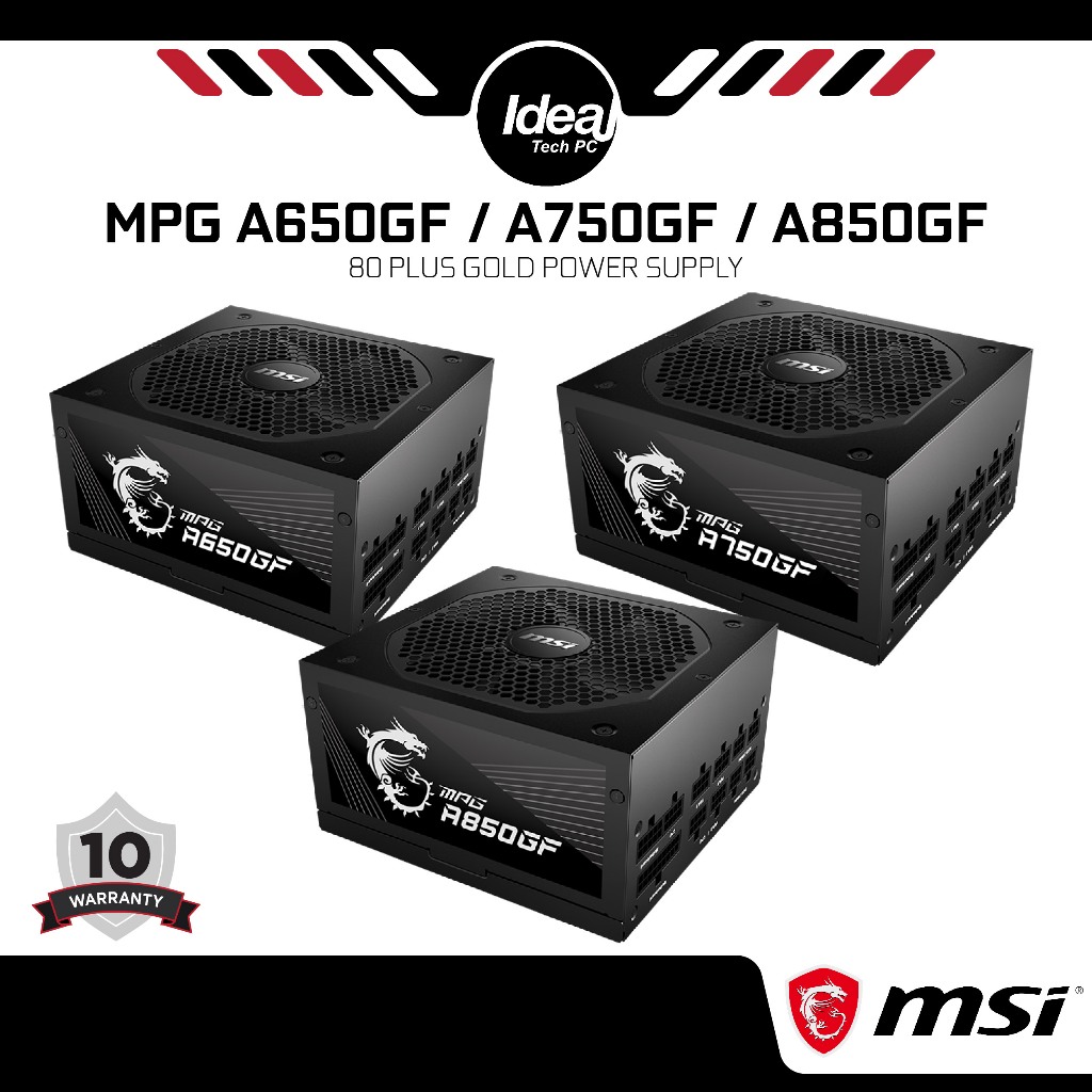 MSI MPG A650GF / A750GF / A850GF | 80+ GOLD | Full-Modular Power Supply | Shopee Singapore