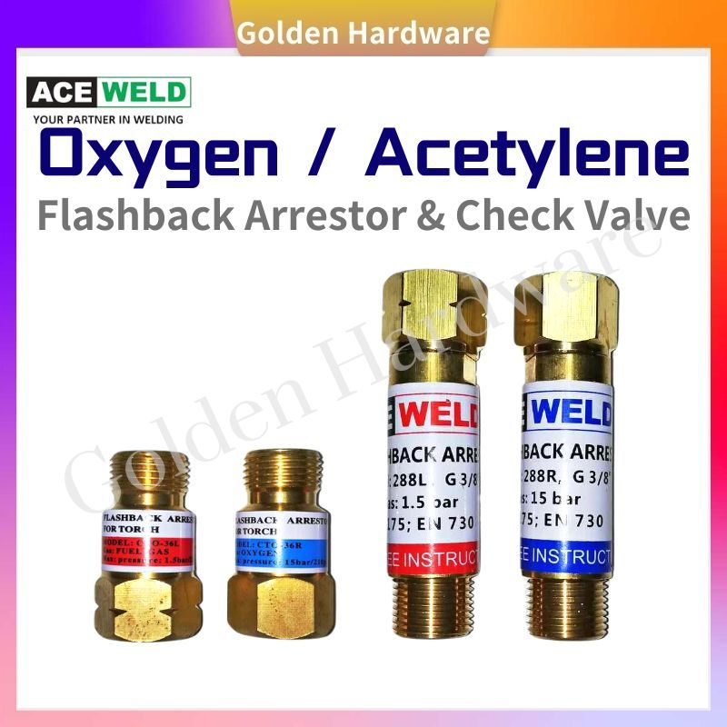 ACEWELD Oxygen / Acetylene Flashback Arrestor For Regulator & Check ...