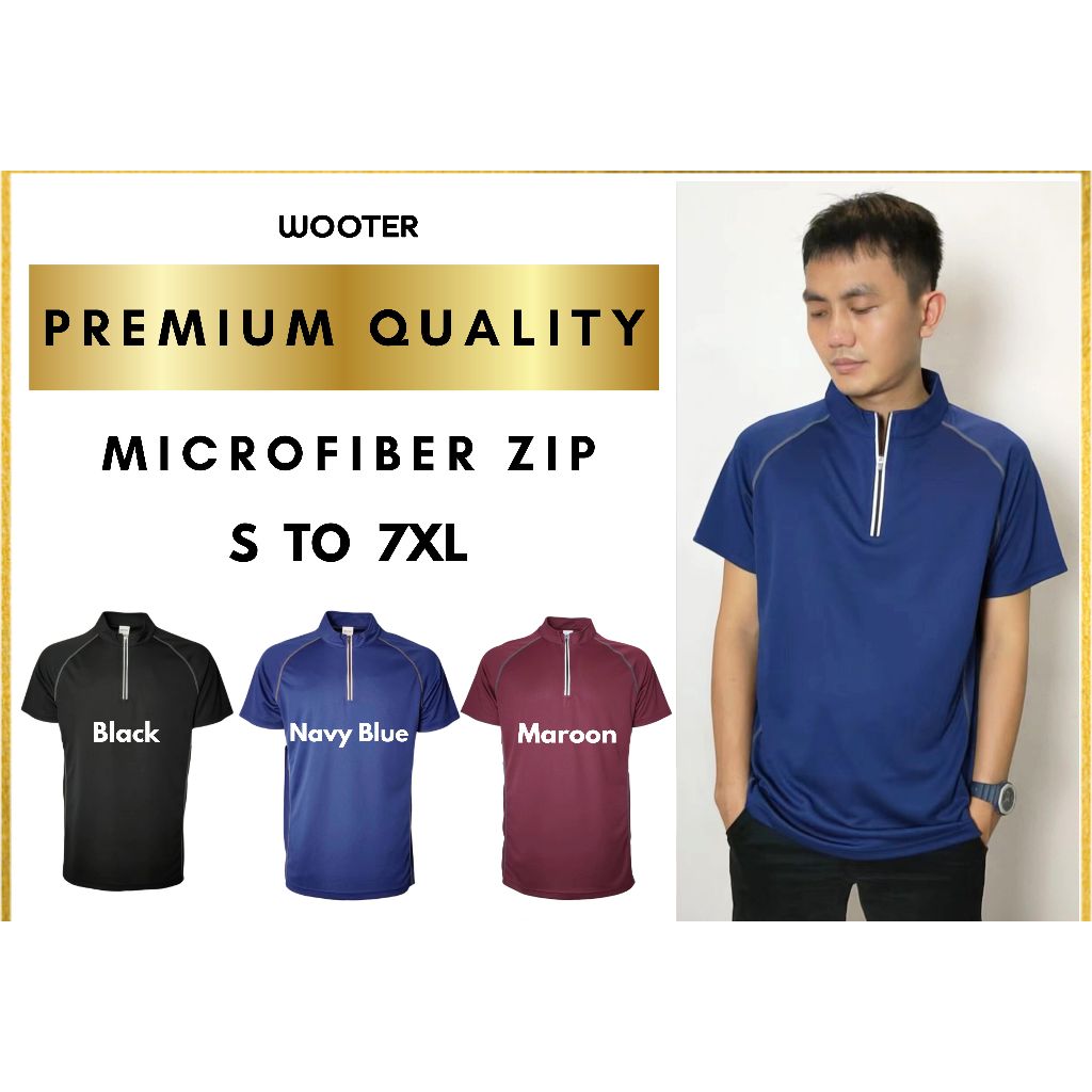 Premium Microfiber Zip Collar (S-7XL) Microfiber Stand Collar ...
