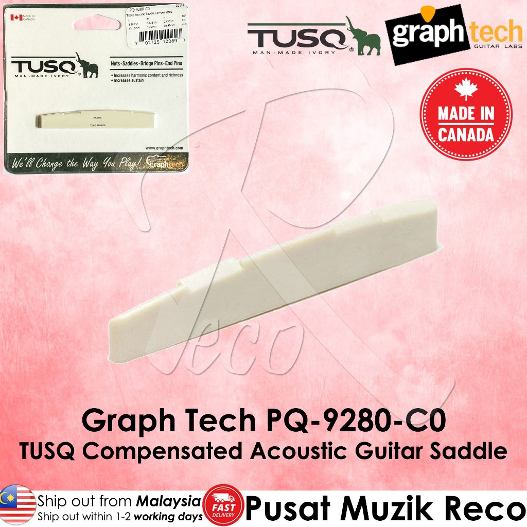 Graph Tech PQ-9280-C0 TUSQ Compensated Acoustic Guitar Saddle Kapok ...