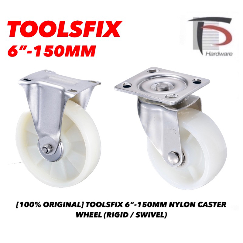 TOOLSFIX 6”-150MM NYLON CASTER WHEEL / HAND TRUCK RODA (RIGID / SWIVEL ...