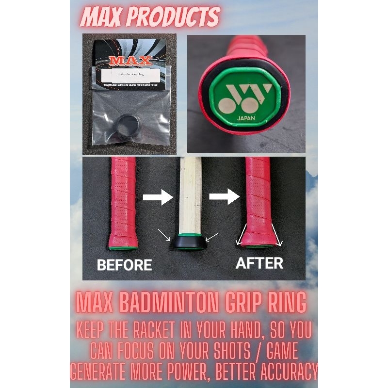 MAX ORIGINAL Badminton Grip Ring - Enhanced Power for Your Smashes ...