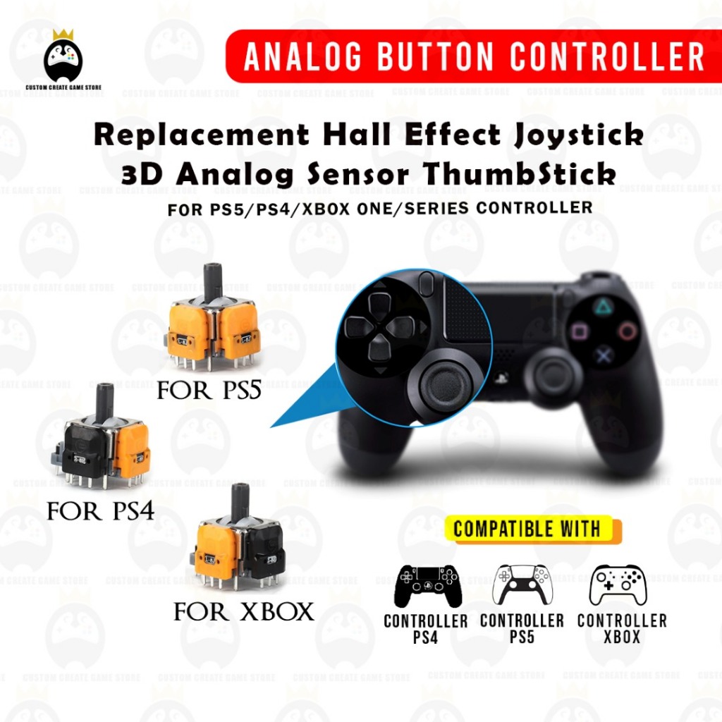 3D Analog Hall Effect Joystick for Xbox One PS4 PS5 3D Electromagnetic ...