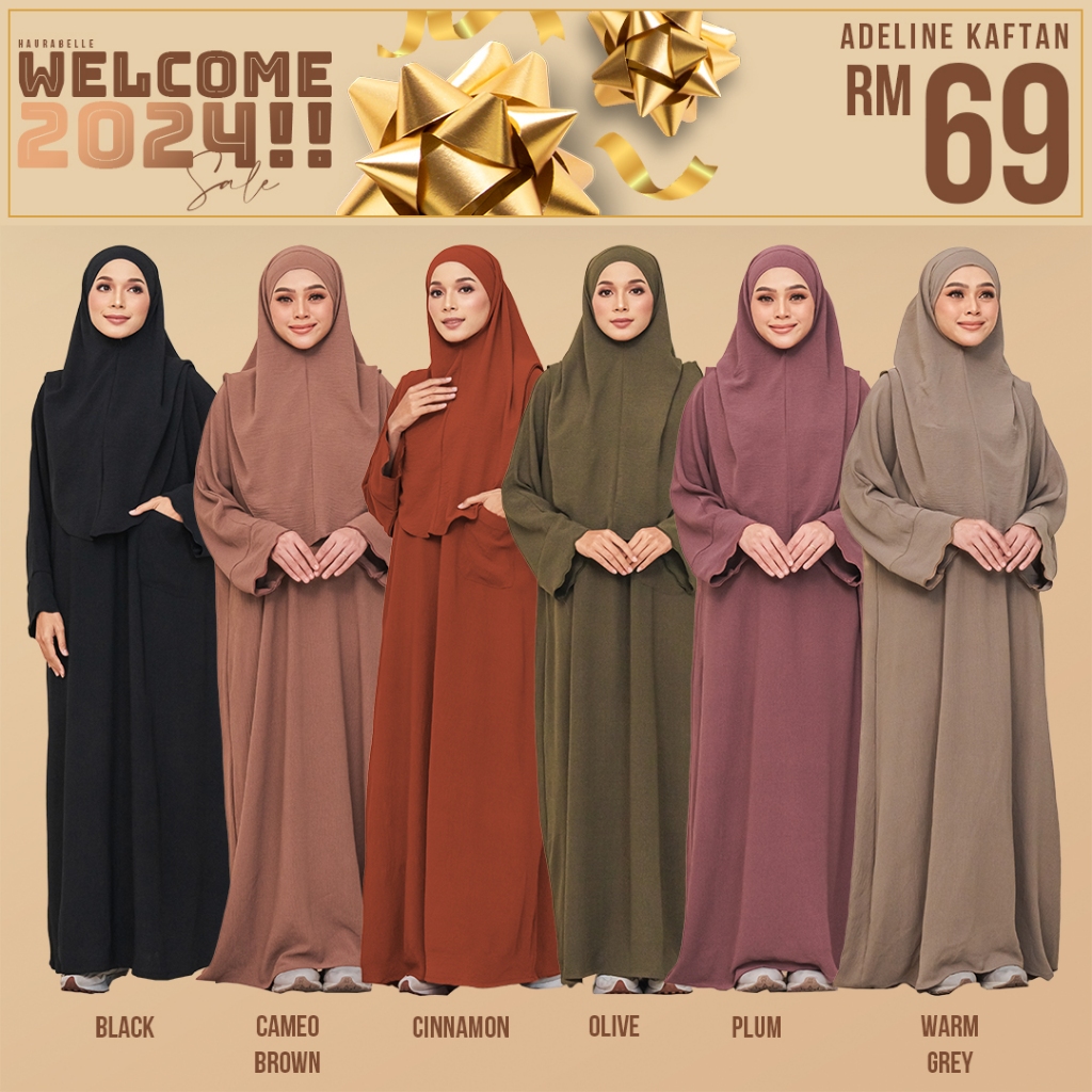 [HAURABELLE] Adeline KAFTAN IRONLESS (Tudung Attach With Robe) | Shopee ...