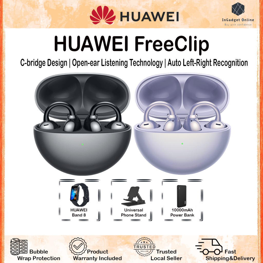HUAWEI FreeClip Earbuds | C-bridge Design | Open-ear Listening ...
