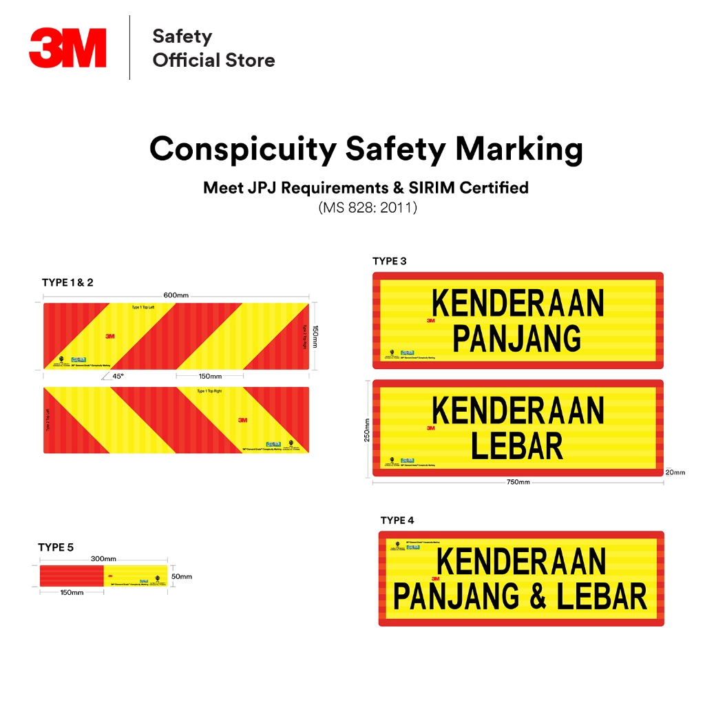 3MTM Conspicuity Lorry Reflective Sticker/ Puspakom Sticker/ Marking ...