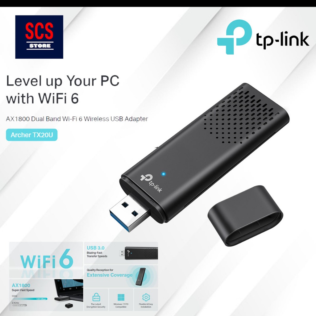 TP LINK Archer TX20U / TX20U NANO AX1800 Dual Band Wi-Fi 6 Wireless USB ...