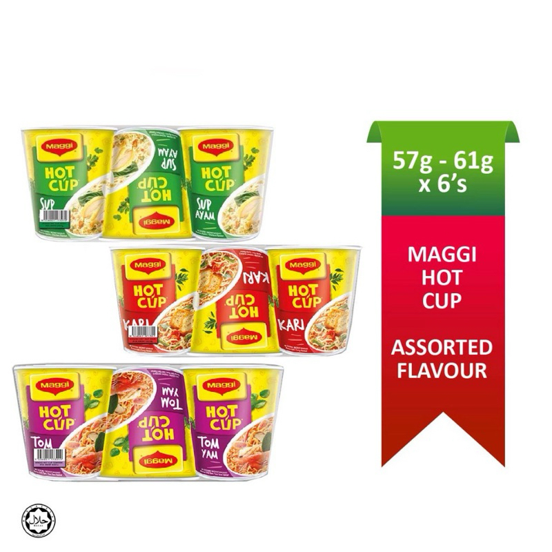 MAGGI Hot Cup Instant Noodle 58gm/59gm/61gm x 6's | Shopee Singapore