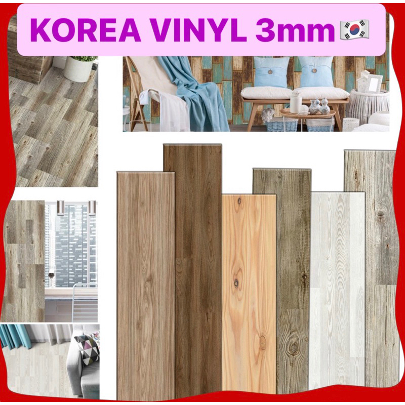 KOREA Vinyl Floor 3mm LOHAS 2.18sqft Vinyl Floor Lantai Getah 3mm Tebal ...