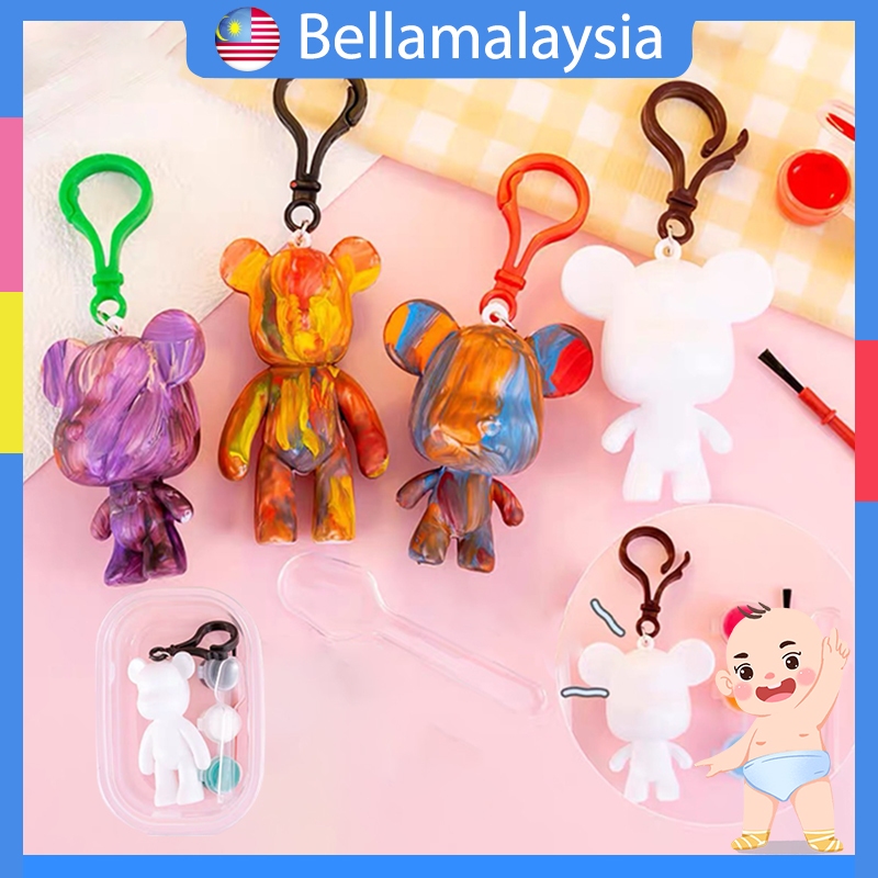 Bella Diy Fluid Bearbrick Keychain Mini Bear Handmade Diy Colored Paint ...