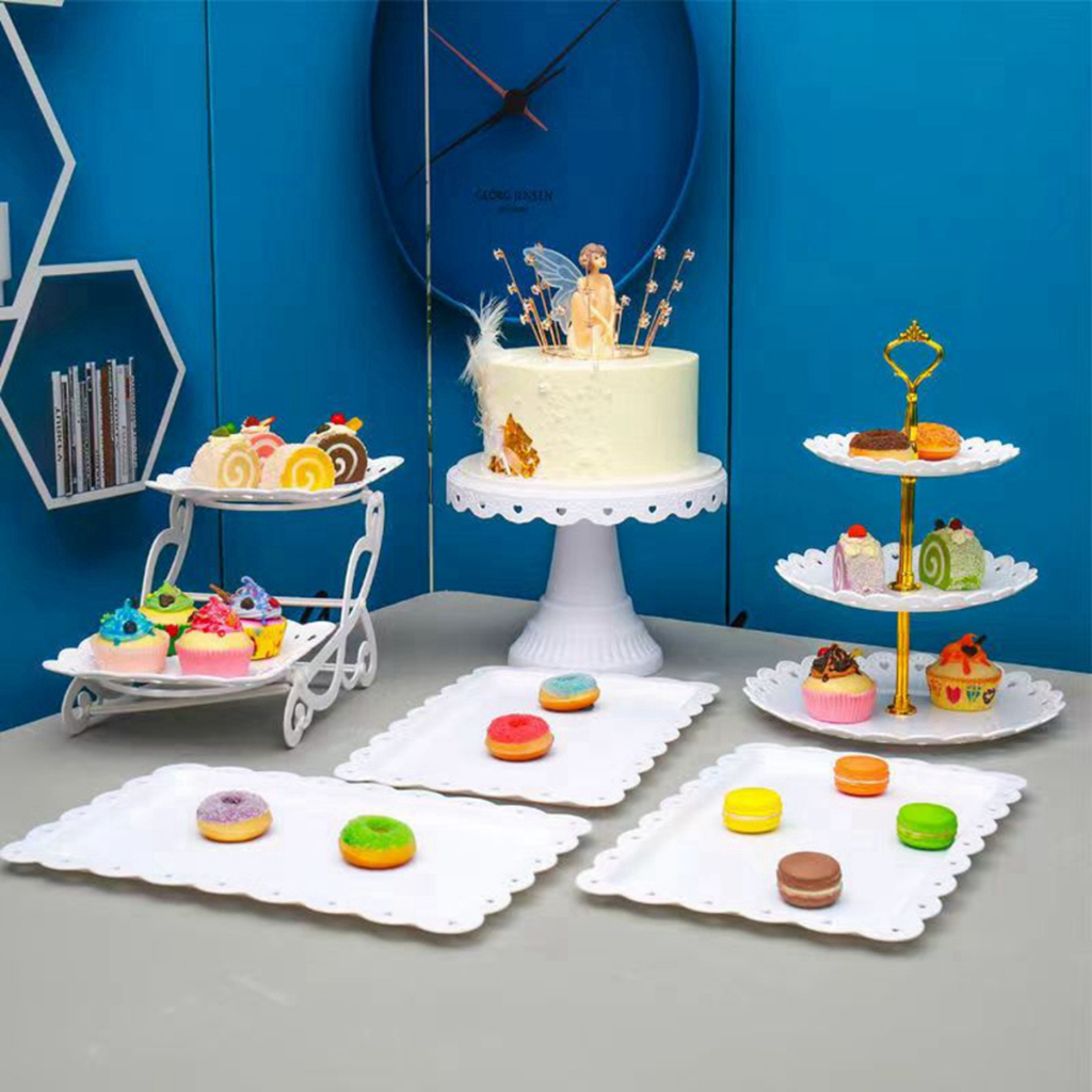 Dessert Table Decoration SetPlastic Snack Rack 2Layers Birthday Cupcake ...